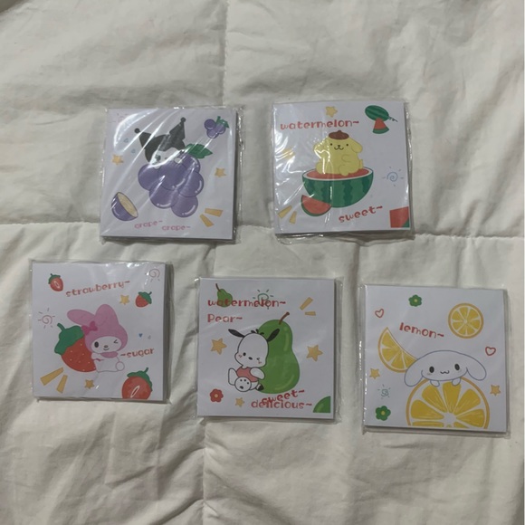 Sanrio | Office | Set Of 5 Fruitthemed Sanrio Inspired Note Memo Slips ...